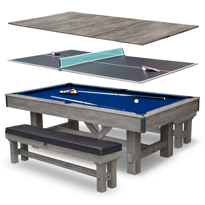 Hathaway Games Hathaway Logan Stylish 7 Ft Multi Game Pool Table Combo with Dining Top and Ping ...